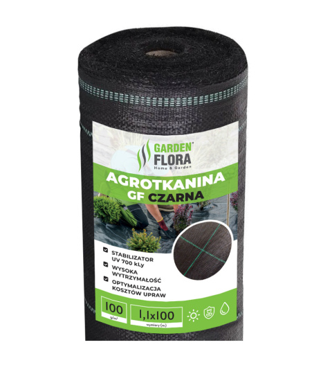 Agrotkanina Czarna 100g/m2 UV 1,1m x 100mb SHA | Gardenflora.pl